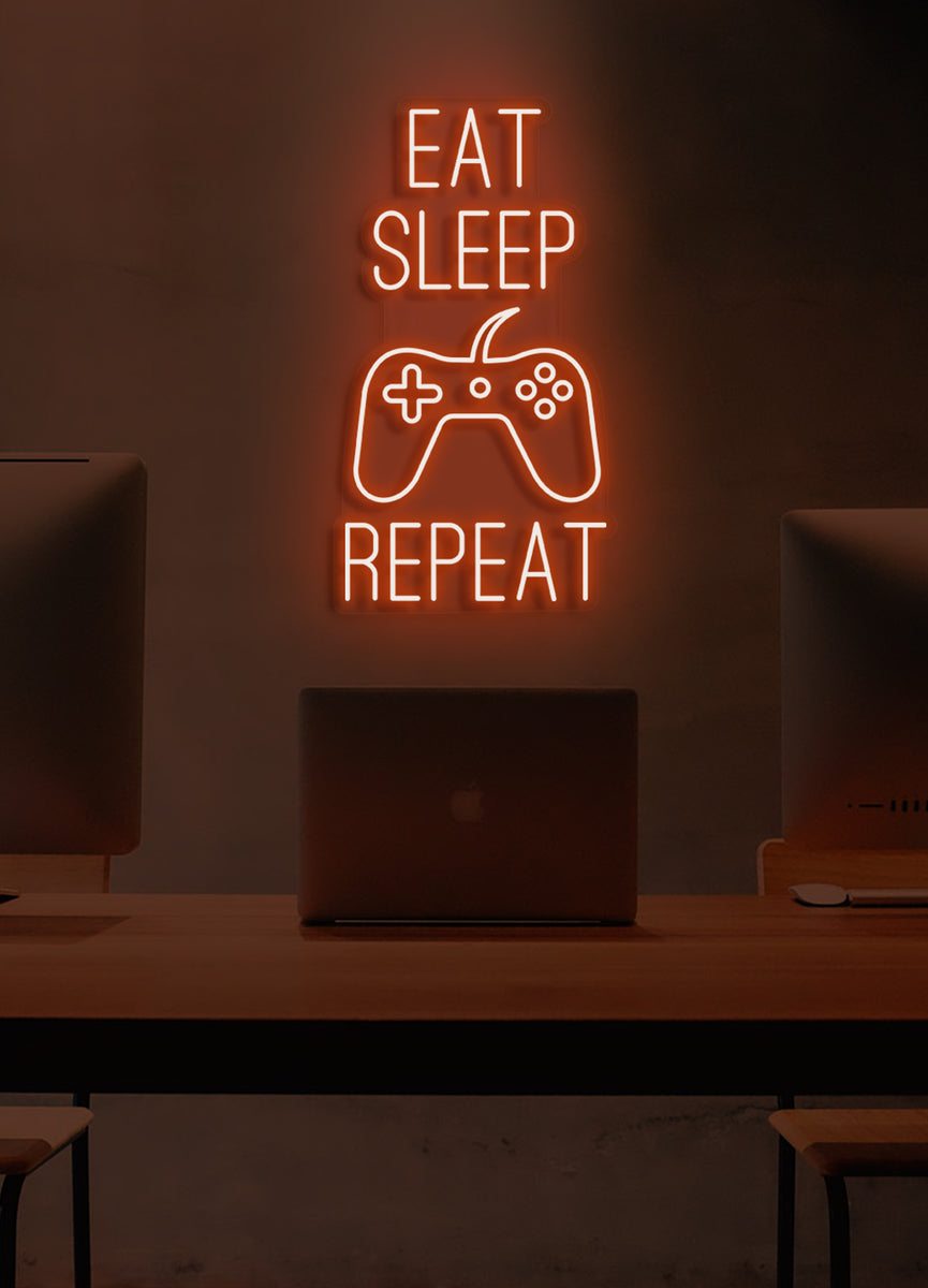Eat Sleep Game Repeat - LED Neon skilt – Neoncopenhagen
